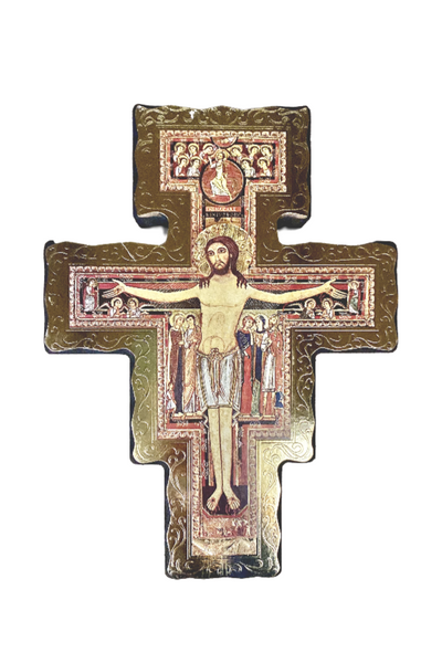 9" San Damiano Cross with Gold Border – The Franciscan Store