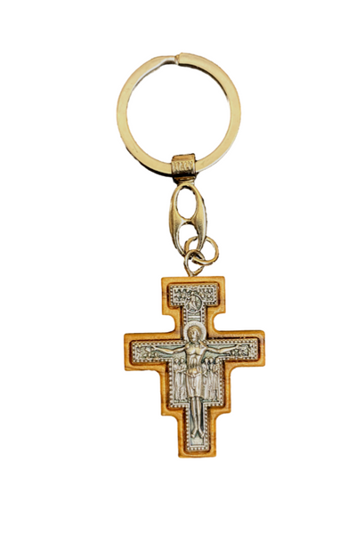 Wood with Metal Inlay San Damiano Key Ring – The Franciscan Store